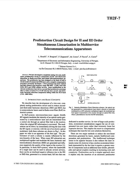 Pdf Predistortion Circuit Design For Ii And Iii Order Simultaneous
