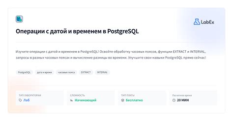 Операции с датой и временем в Postgresql Labex