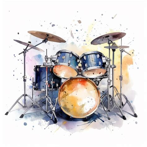 Dynamic Rhythms Vibrant Music Vector Featuring Drums And Percussion Instruments Premium Ai