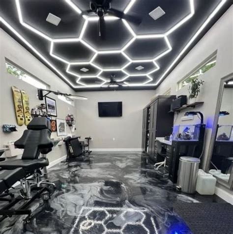 GOSLARLIT Led Garage Hexagon Light 15 Hexagon Garage Ceiling Led Lights