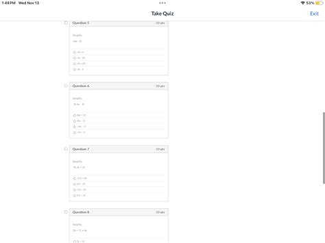 1 49 Pm Wed Nov 13 २ 53 Take Quiz Exit Square Quad Question 5 10 Pts