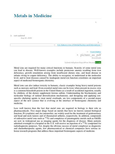 Metals In Medicine Pdf Chemotherapy Bioinorganic Chemistry