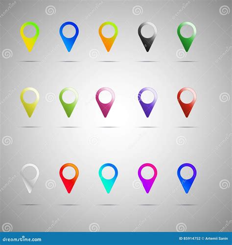 Colorful Map Pointer Icon Set Vector Design Elements Collection Stock