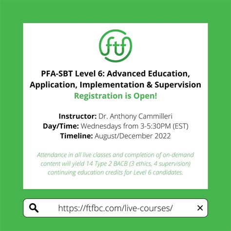 Ftf Behavioral Consulting On Linkedin Pfa Sbt Level 6 Advanced