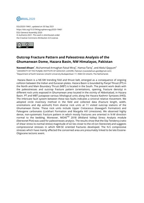 Outcrop Fracture Pattern And Paleostress Analysis Of The Ghumanwan Dome
