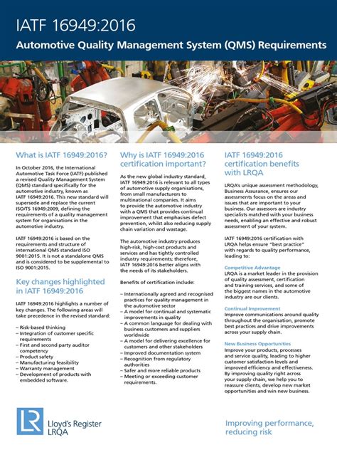 Uk I Lrqa Iatf 16949 2016 Overview Pdf Quality Management Audit