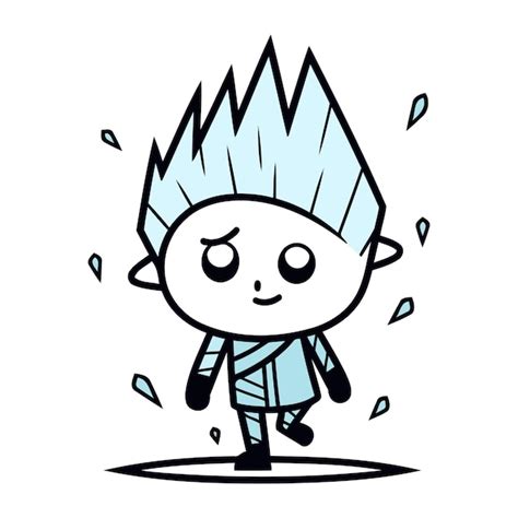 Карикатурный персонаж маленького мальчика под дождем Векторная иллюстрация Премиум векторы