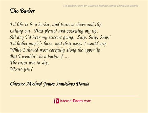 The Barber Poem By Clarence Michael James Stanislaus Dennis
