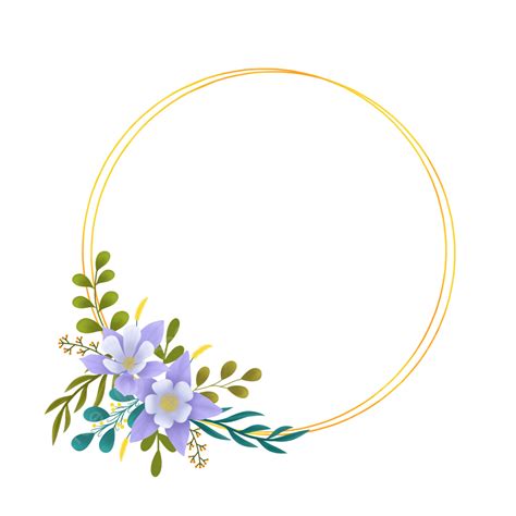 รูปกรอบวงกลมพร้อมช่อดอกไม้สีม่วงวาดด้วยมือ Png กรอบ งานแต่งงาน คำ