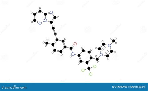 Ponatinib Molecule Structural Chemical Formula Ball And Stick Model Isolated Image