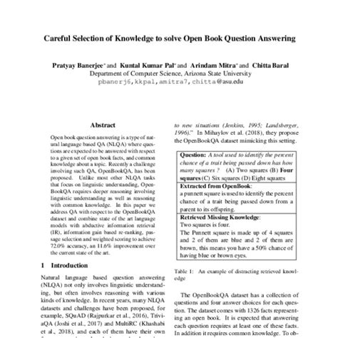 Careful Selection Of Knowledge To Solve Open Book Question Answering Acl Anthology