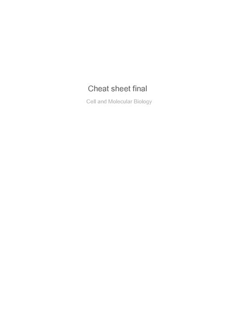 SOLUTION Cell And Molecular Biology Cheat Sheet Studypool