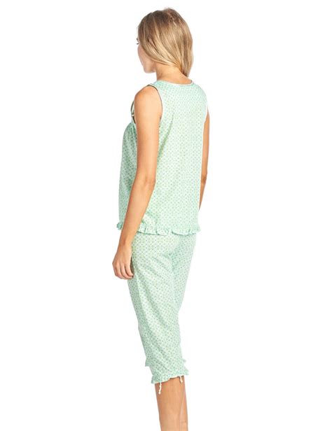 Casual Nights Womens Sleeveless Tank Top Capri Pajama Set