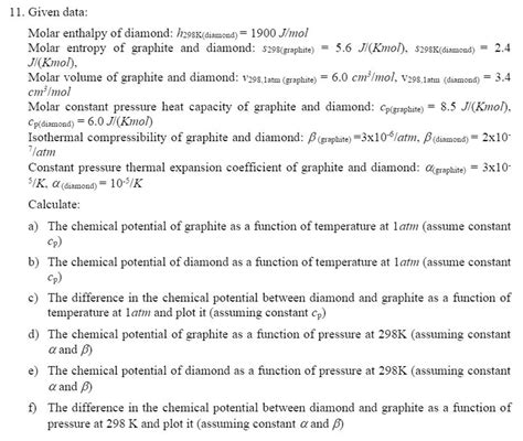 Given Data Molar Enthalpy Of Diamond Chegg