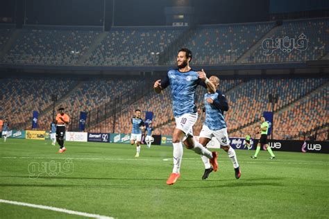 حالة طرد وهدف بيراميدز يتقدم علي البنك الأهلي في الشوط الأول صور