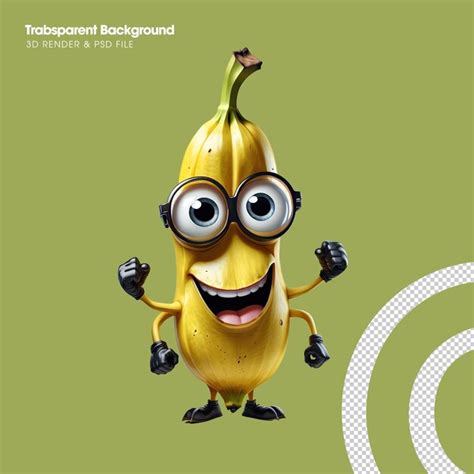 Premium Psd 3d Happy Banana Character