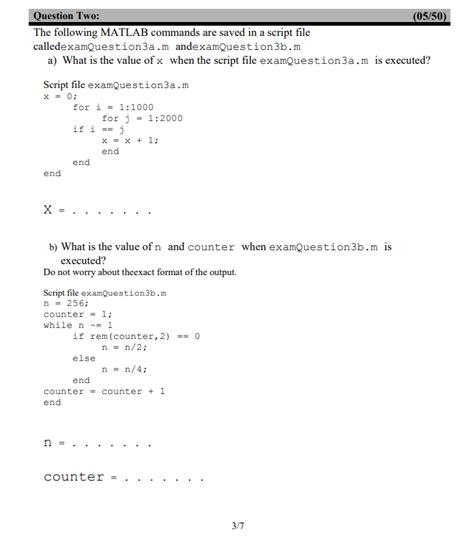 Solved Question Two 0550 The Following Matlab Commands
