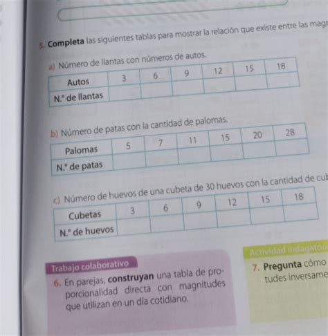Solved Completa las siguientes tablas para mostrar la relación que