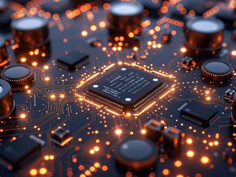 Semiconductor Industry Conception Hightech Computer Board With Chip Circuit Board Cpu Processor