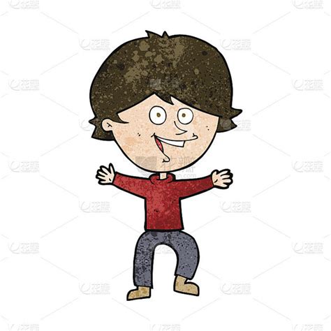卡通快乐男孩笑