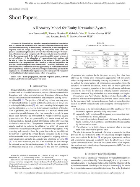 pdf a recovery model for faulty networked system
