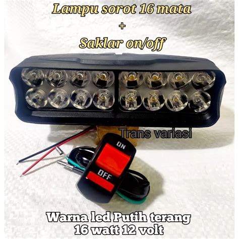 Jual PROMO Paket Lampu Putih Lampu Led 16 Mata Plus Saklar On Off Led 16 Mata 16 Watt 12 Volt