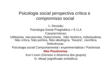 Ppt Psicologia Social Perspectiva Crítica E Compromisso Social 1