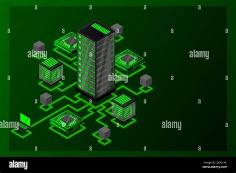 Concept Of Data Network Management Vector Isometric Map With Business