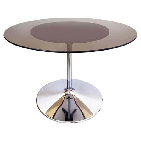 Round Smoked Glass And Chrome Tulip Dining Table 1975 Germany For