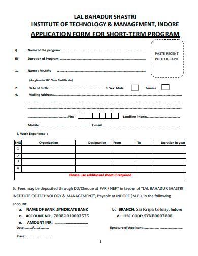 FREE 50 Program Application Form Samples In PDF MS Word