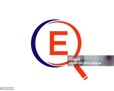 편지 E 개념에 유리를 돋보기 로고 검색 유리 로고 디자인이 돋보이게 하는 초기 전자 편지 개념에 대한 스톡 벡터 아트 및 기타