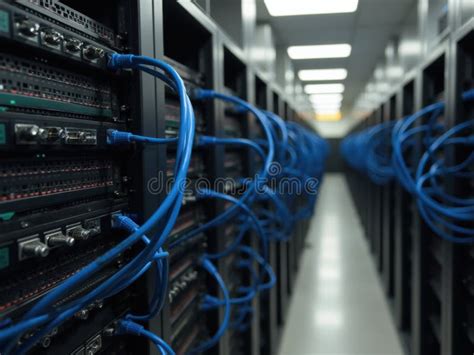 Data Center With Interconnected Servers And Extensive Cable Management