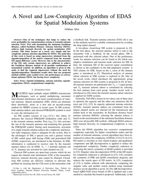 Pdf A Novel And Low Complexity Algorithm Of Edas For Spatial