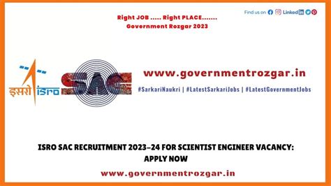 Isro Sac Recruitment 202324 For Scientist Engineer Vacancy By