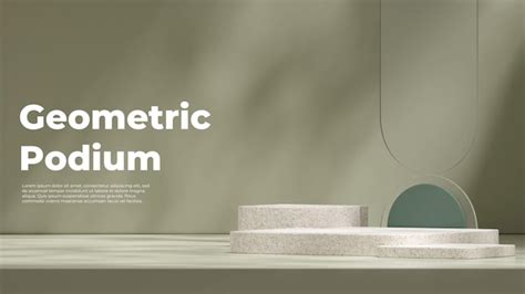 3d рендеринг шаблона макет подиума текстуры терраццо в пейзаже с падающей стеклянной зеленой