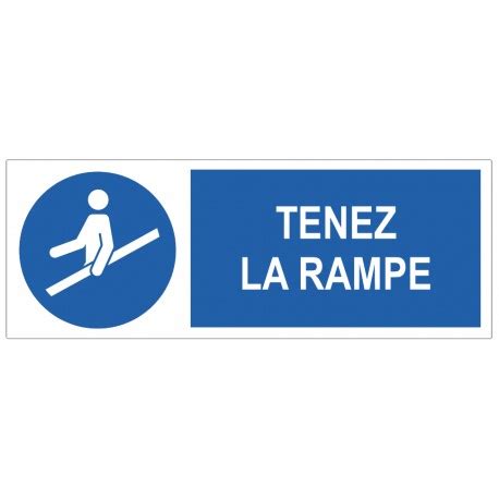 Panneau obligation de se tenir à la rampe EPI REFD893 Sticker