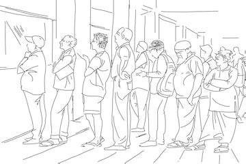 Premium Vector Street People Sketching Sketching Crowded People
