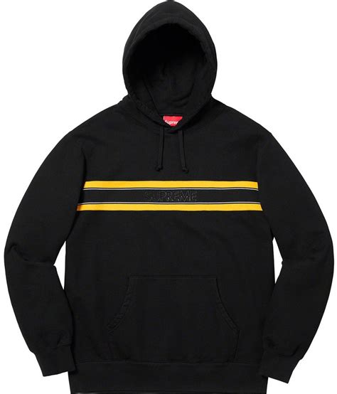 Supreme Chest Stripe Logo Hooded Sweatshirt Black Novelship