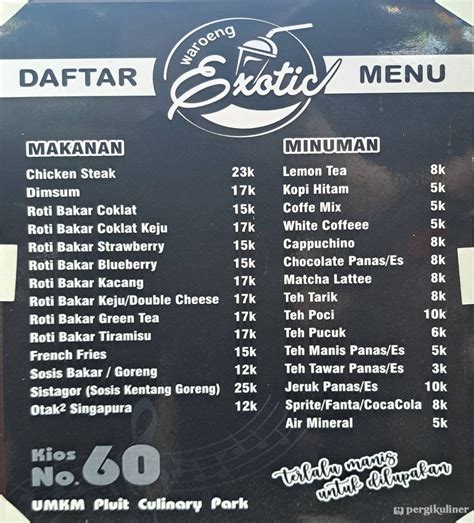 Selalu Diperbarui Menu Waroeng Exotic Muara Karang