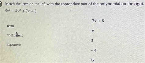 Solved Match The Term On The Left With The Appropriate Part Of The Polynomial On The Right X
