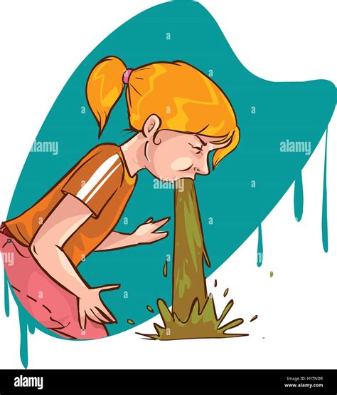 White Background Vector Illustration Of A Vomit Girl Stock Vector Image