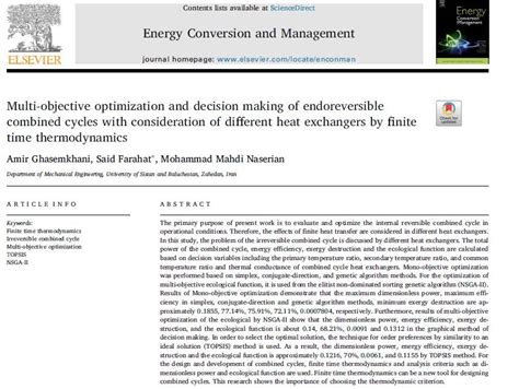 Multi Objective Optimization And Decision Making Of Endoreversible Combined Cycles With