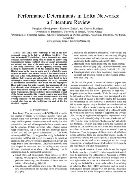 2021 Performance Determinants In Lora Networks Big Pdf Computer Network Telecommunications