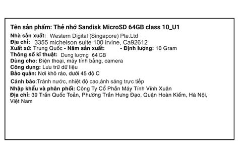 Thẻ Nhớ Sandisk Microsd 64gb Class 10u1