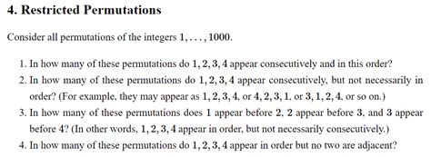 Solved 4 Restricted Permutations Consider All Permutations