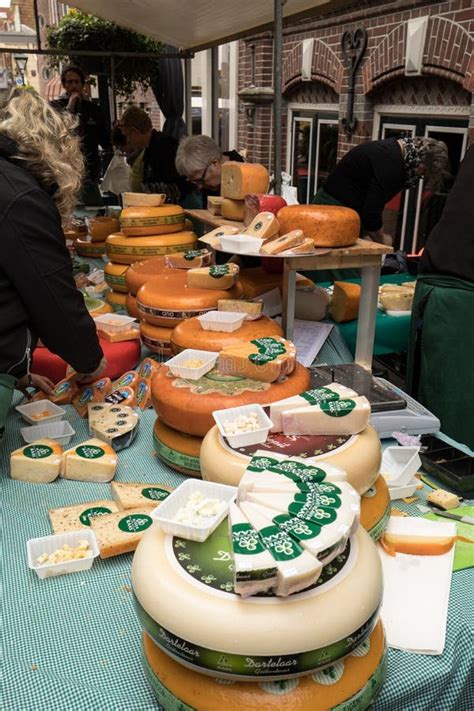 Dutch Cheese On A Street Market In Alkmaar Editorial Stock Photo
