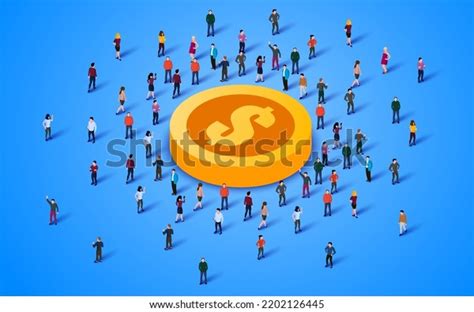 Large Group People Standing Around Big Stock Vector Royalty Free