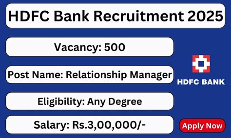 Hdfc Bank Recruitment 2025 500 Relationship Manager Posts Apply Now