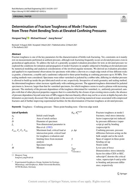 Pdf Determination Of Fracture Toughness Of Mode I Fractures From Three Point Bending Tests At
