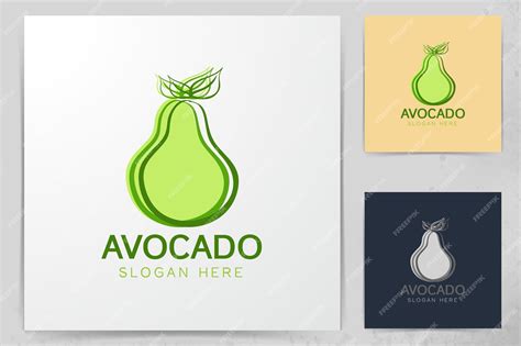 Зеленый авокадо логотип дизайн вдохновение изолированные на белом фоне Премиум векторы